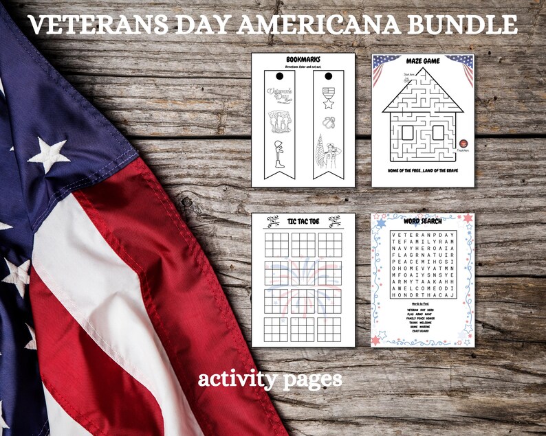 Veterans Day Americana Activity Bundle, Veterans Day/americana Coloring ...