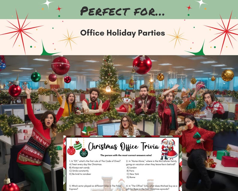 Christmas Trivia Game, Holiday Trivia Game, Printable Office Party Game ...