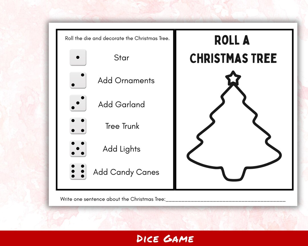 Roll-a-christmas Tree Dice Game – Printable Christmas Activity ...