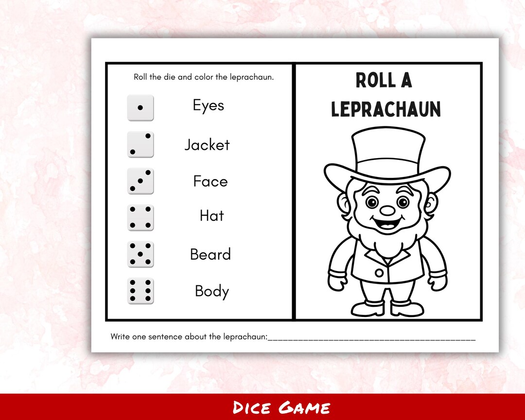 Roll-a-leprachaun Dice Game – Printable St.patrick's Day Activity, Dice ...