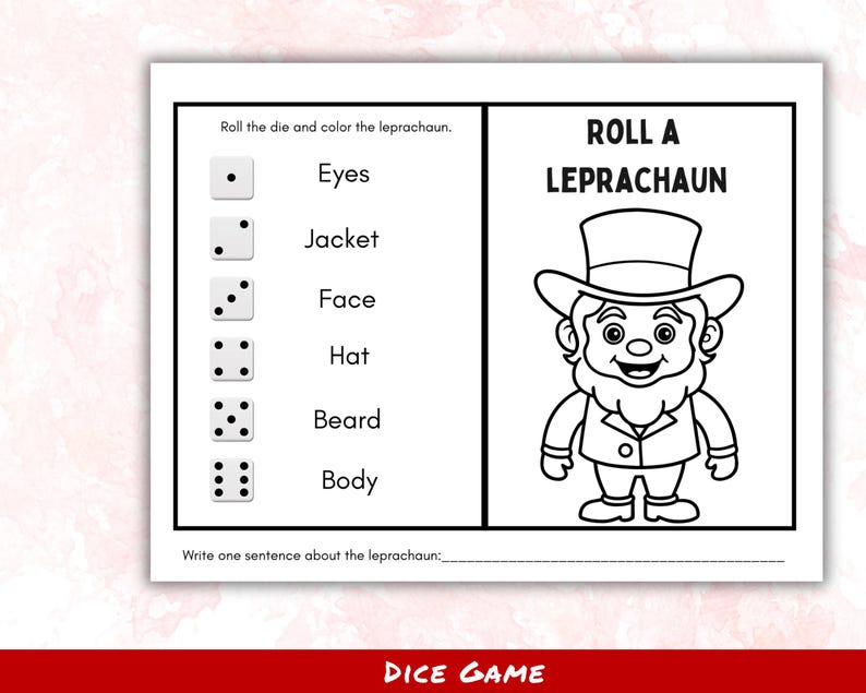 Roll-a-leprachaun Dice Game – Printable St.patrick's Day Activity, Dice ...