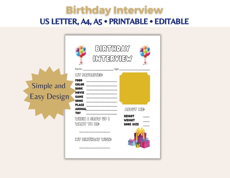 Birthday Interview, Birthday Interview Editable Answers, Birthday ...