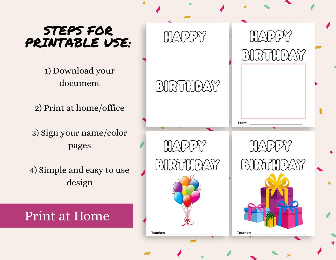 Happy Birthday Student Book, Classmate Coloring Pages, Birthday Book ...