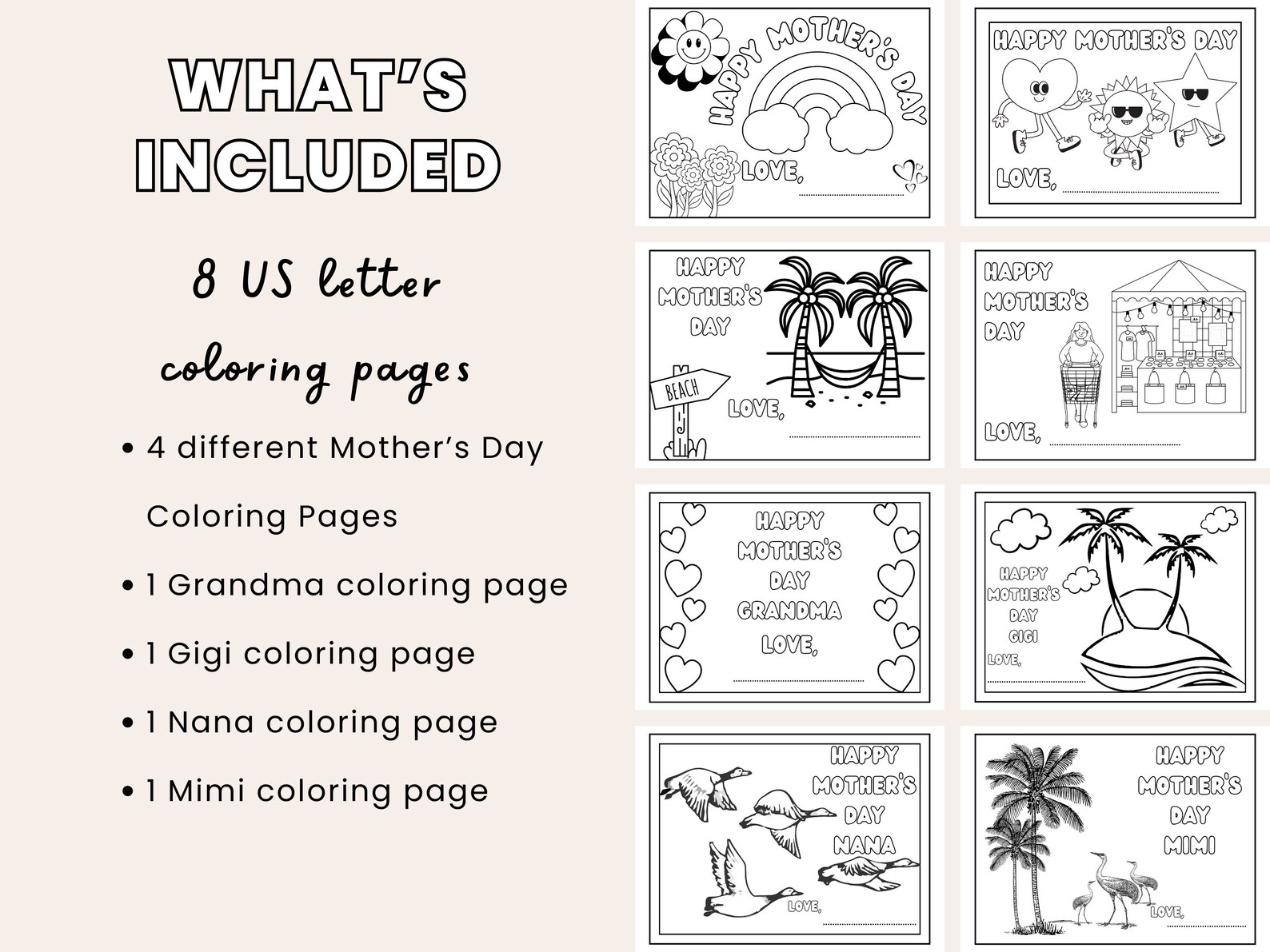 Mother’s Day Coloring Pages, Grandma Coloring Page, Gigi Coloring Page ...