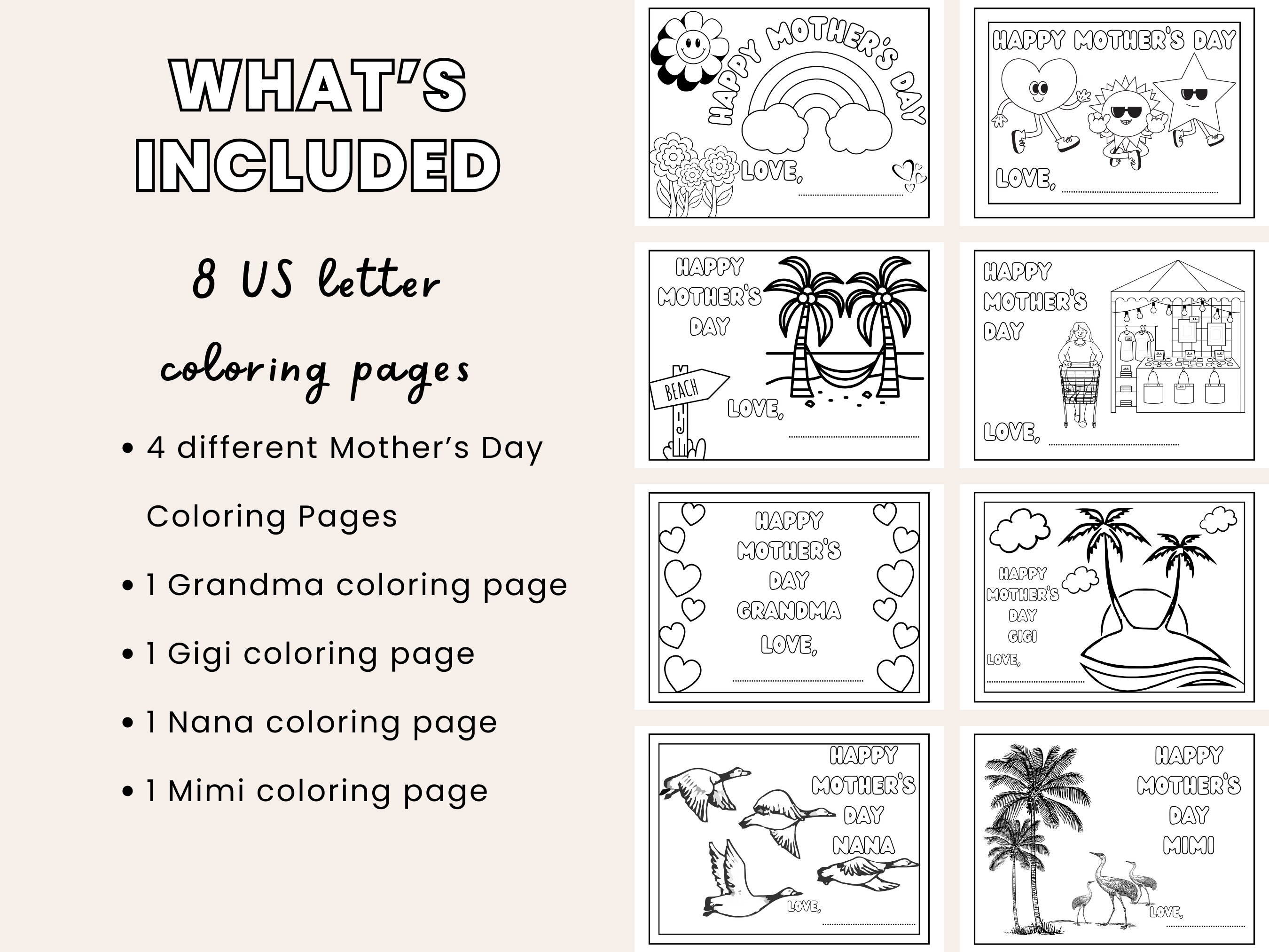 Mother’s Day Coloring Pages, Grandma Coloring Page, Gigi Coloring Page ...