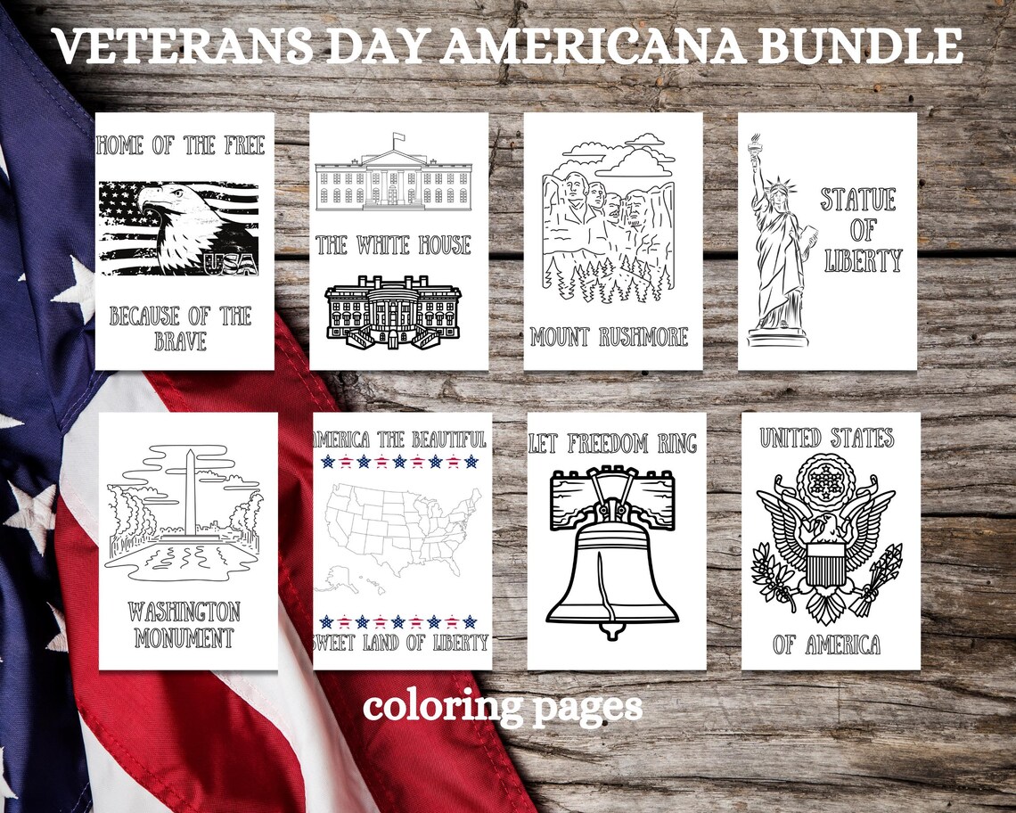 Veterans Day Americana Activity Bundle, Veterans Day/americana Coloring ...