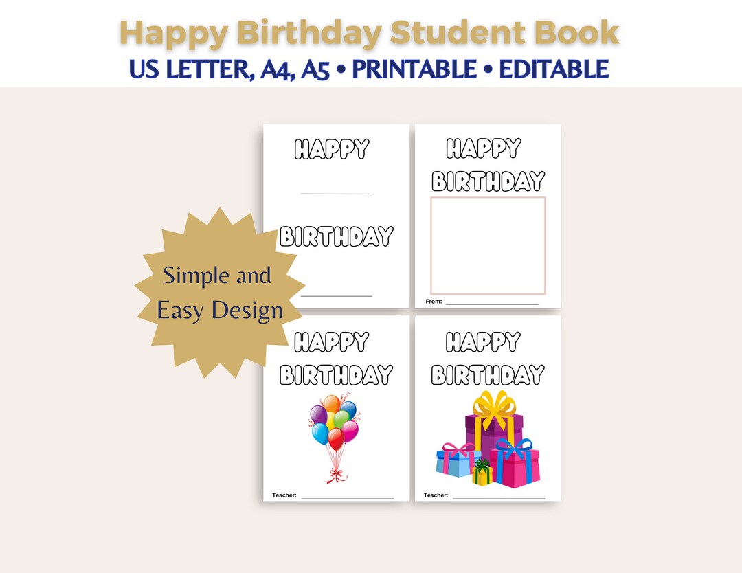 Happy Birthday Student Book, Classmate Coloring Pages, Birthday Book ...