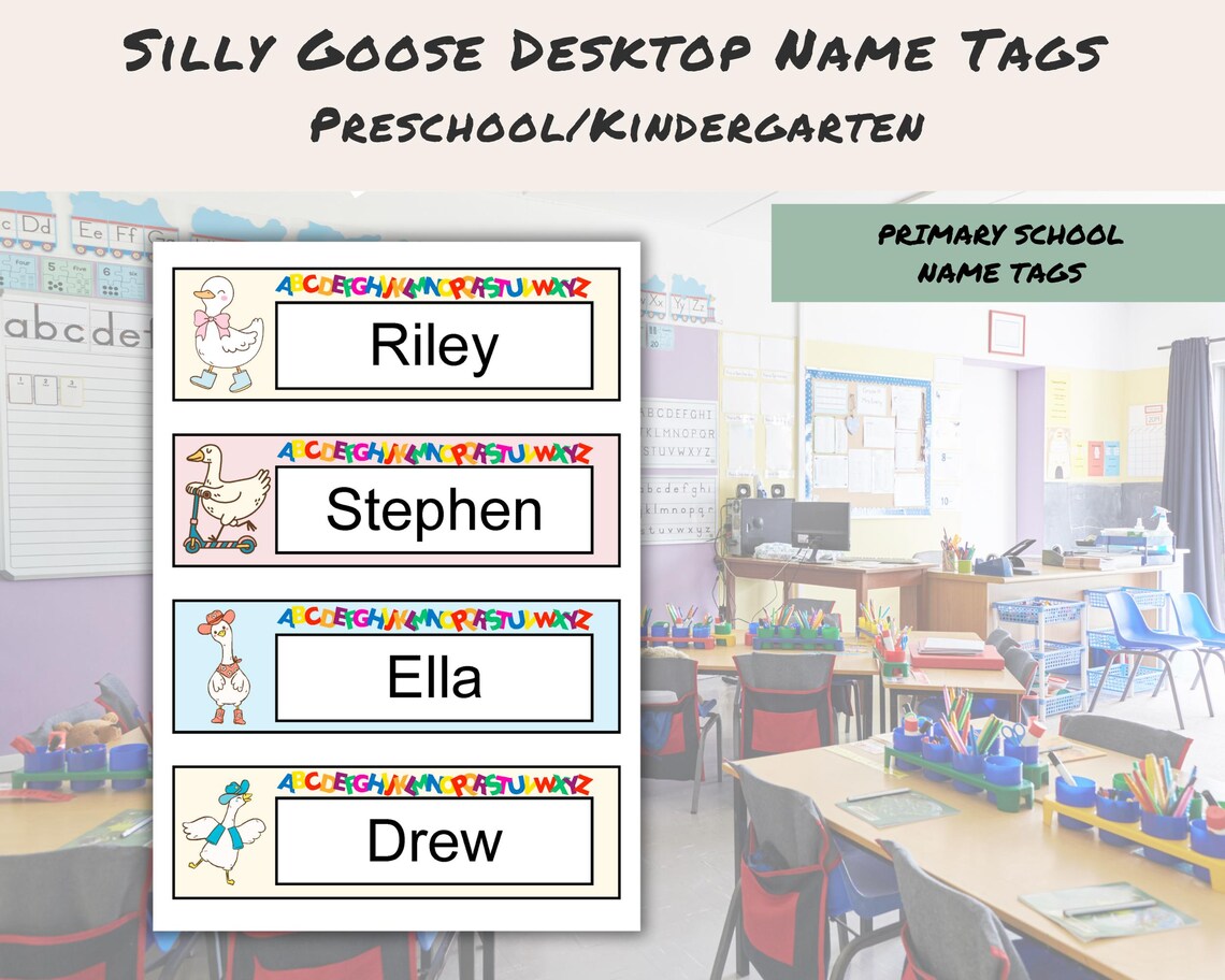 Silly Goose Desktop Name Tag, Silly Goose Desktop Name Plate, Classroom ...