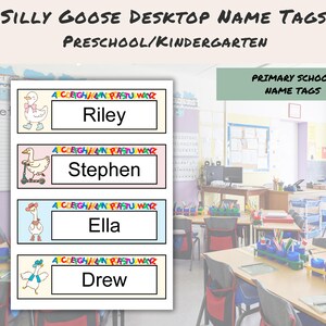 Silly Goose Desktop Name Tag, Silly Goose Desktop Name Plate, Classroom ...