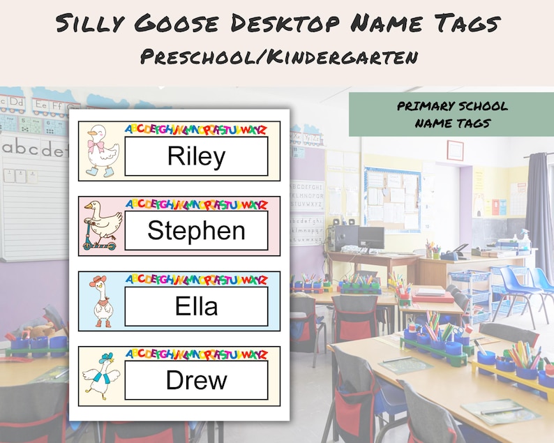 Silly Goose Desktop Name Tag, Silly Goose Desktop Name Plate, Classroom ...