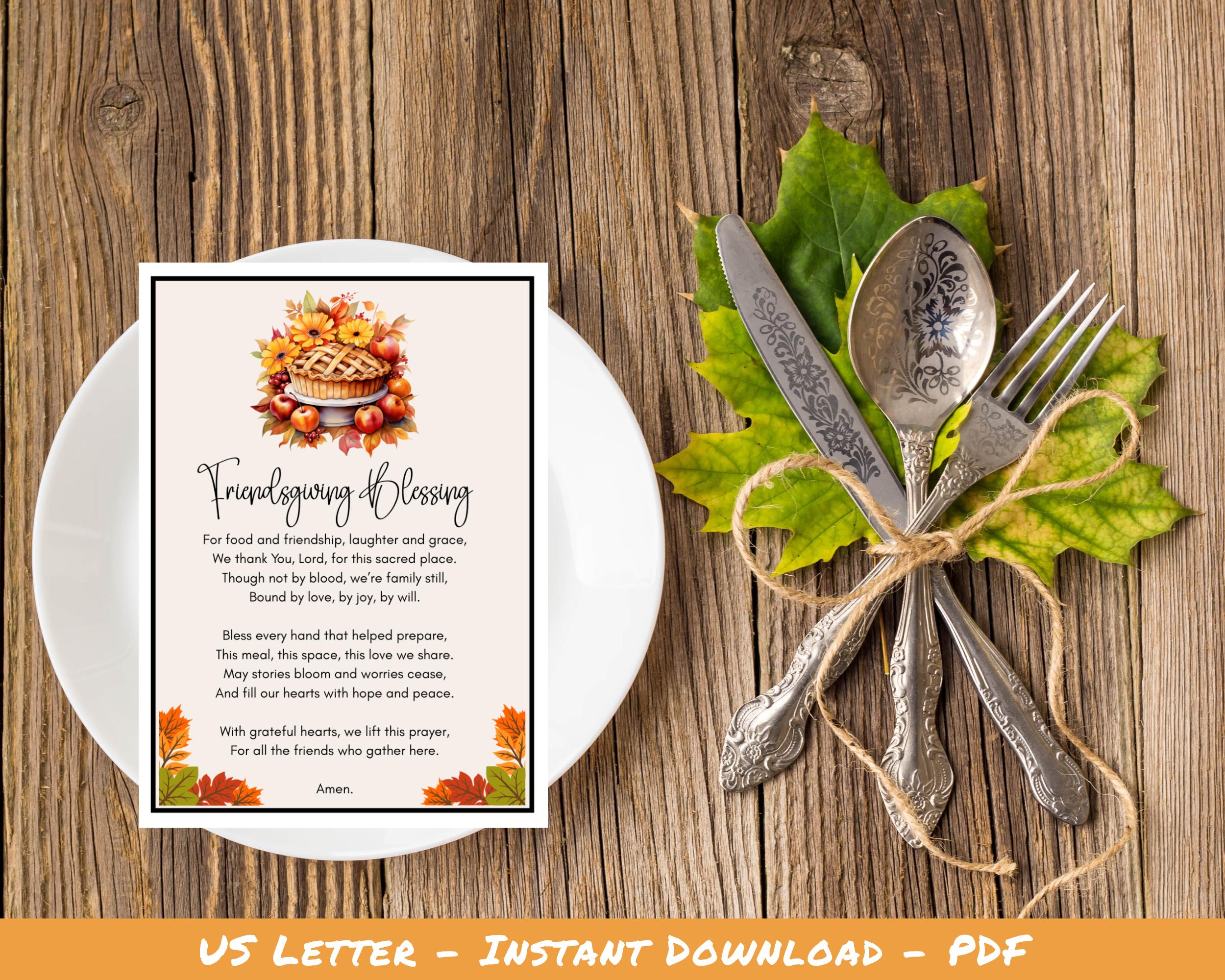 Friendsgiving Table Blessing Card, Prayer of Friendsgiving, Holiday ...
