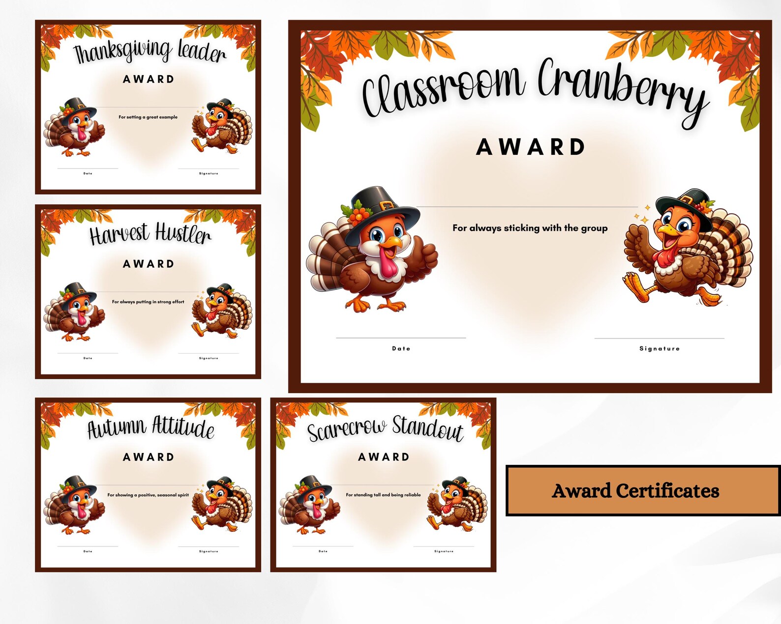 Classroom Award- Thanksgiving Classroom Awards, School Awards for Kids ...