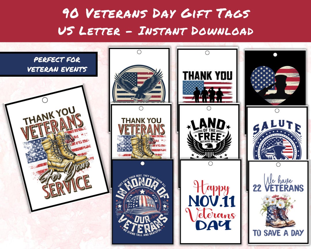 Veterans Day Tags, Veteran Appreciation Tags, Veterans Day Sign ...