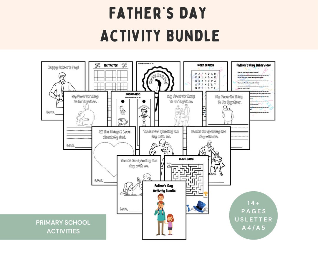 Fathers Day Activity Bundle, Fathers Day Bookmarks,fathers Day Inteview ...