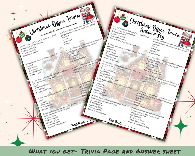 Christmas Trivia Game, Holiday Trivia Game, Printable Office Party Game ...