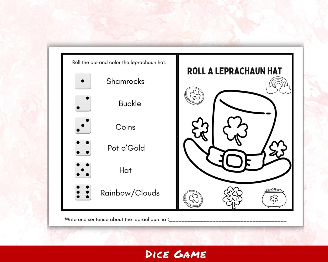Roll-a-leprachaun Hat Dice Game – Printable St Patrick's Day Activity ...