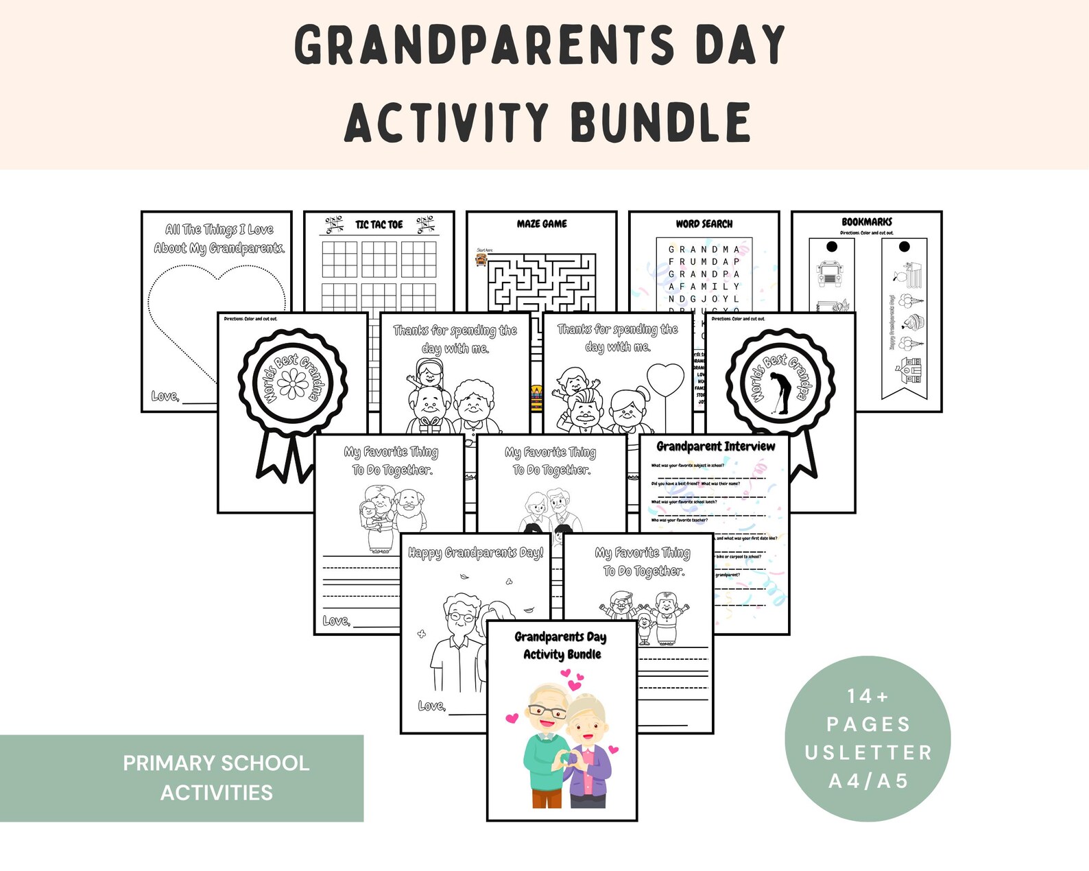 Grandparents Day Activity Bundle, Grandparents Day Craft, Grandparents ...