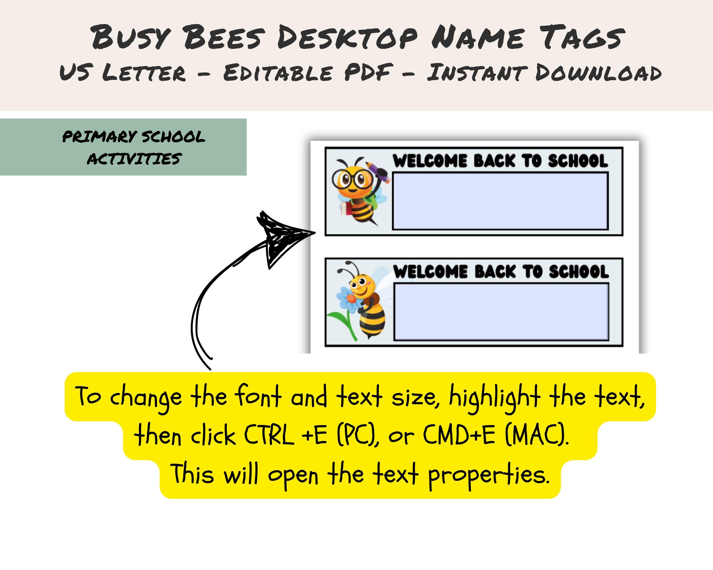Bees Desktop Name Tag, Busy Bees Nameplate, Desktop Name Plates ...
