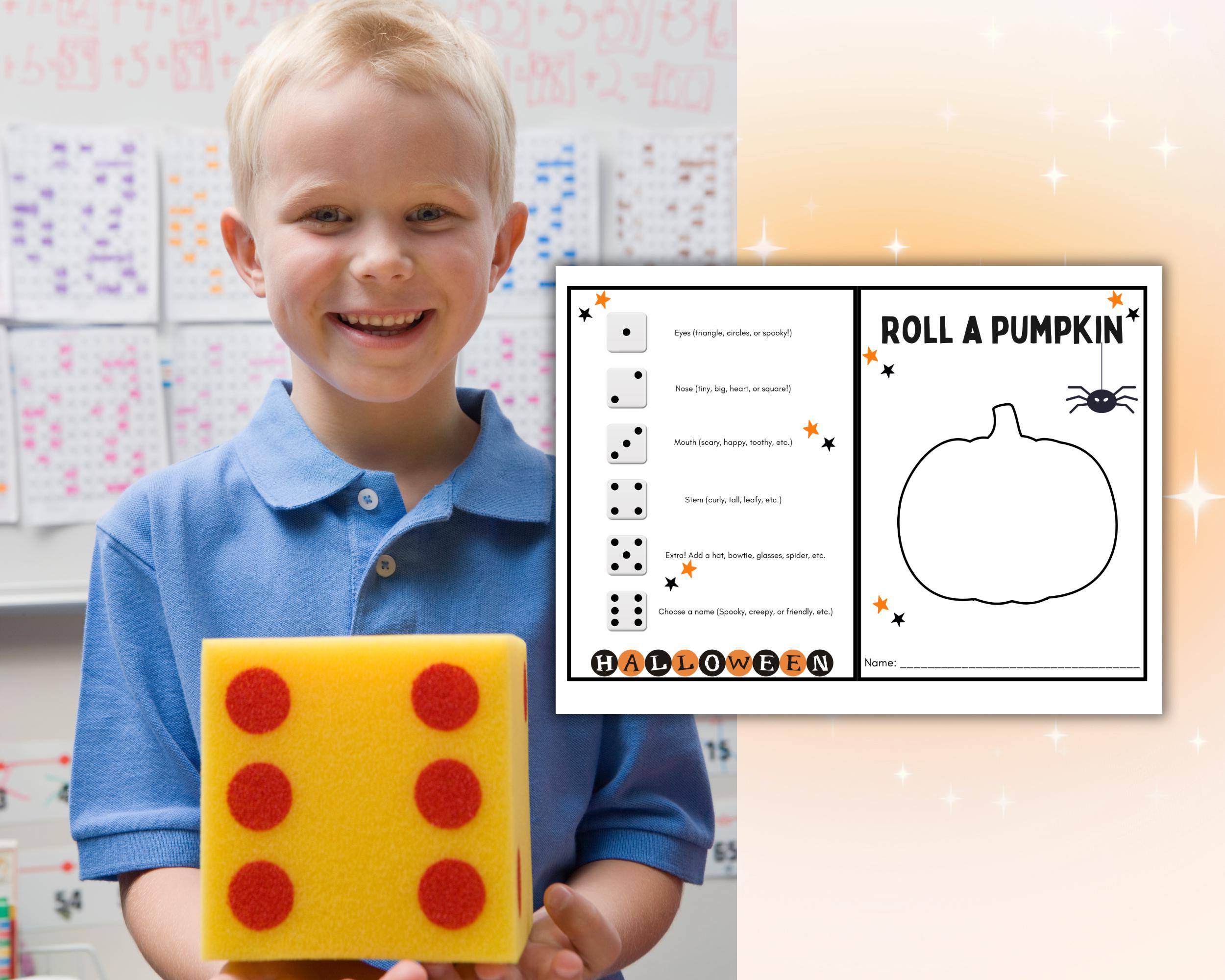 Roll-a-pumpkin Dice Game – Printable Halloween Activity, Halloween ...