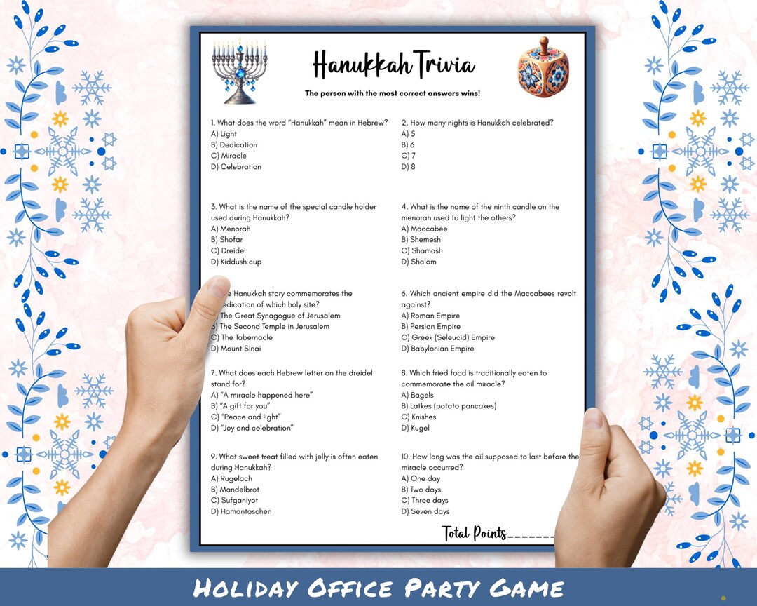 Hanukkah Party Games, Holiday Trivia Game, Happy Hanukkah, Hanukkah ...