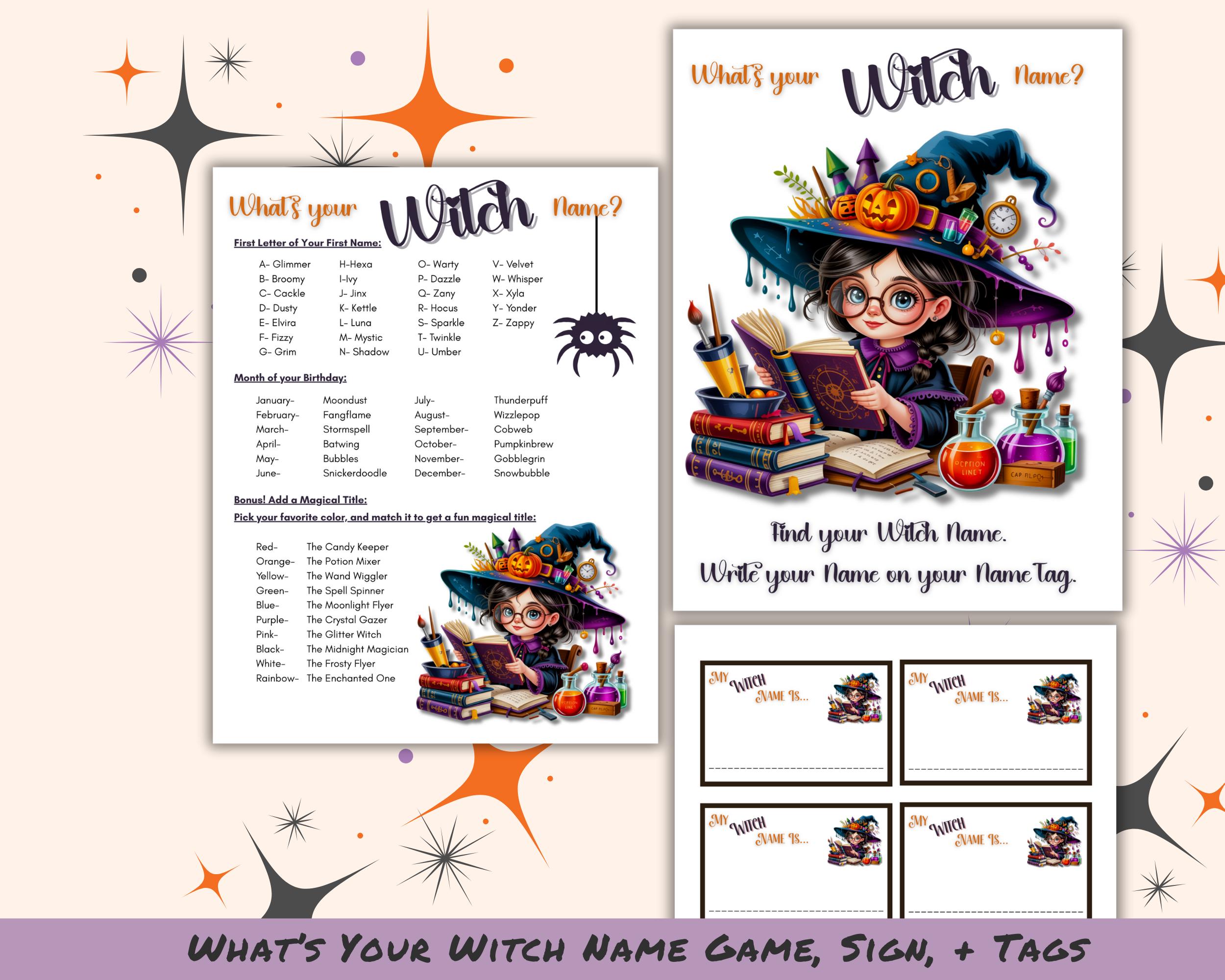What's Your Witch Name Game, Halloween Witch Name Game, Icebreaker ...