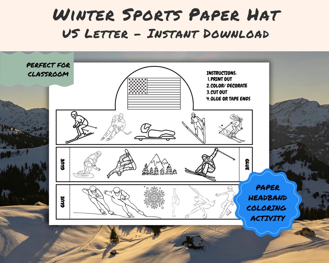 Winter Sports Paper Hat – Printable Crown, 1st Grade Worksheets, Winter ...