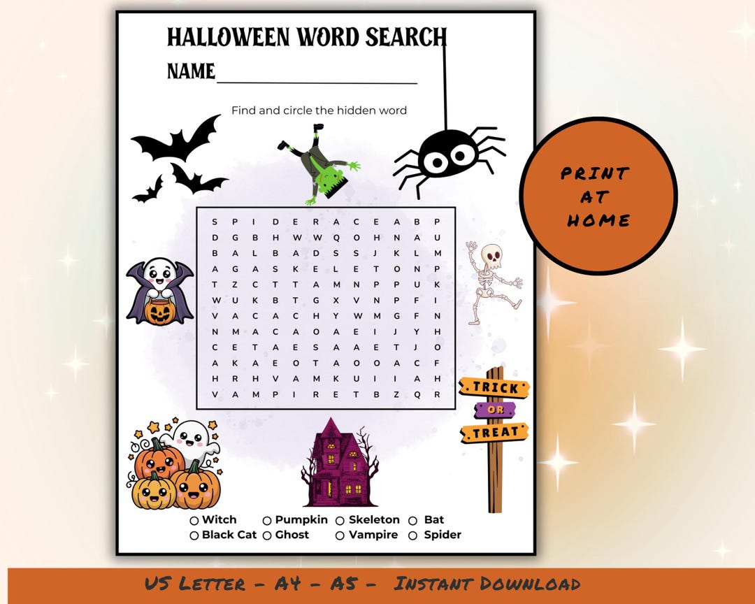 Halloween Word Search Game, Word Find, Printable Elementary Classroom ...