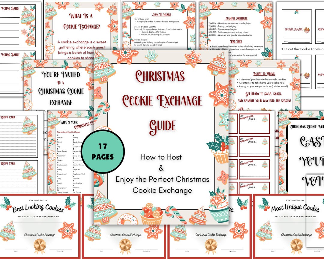 Christmas Cookie Exchange Party Printable Bundle, Cookie Party Kit ...