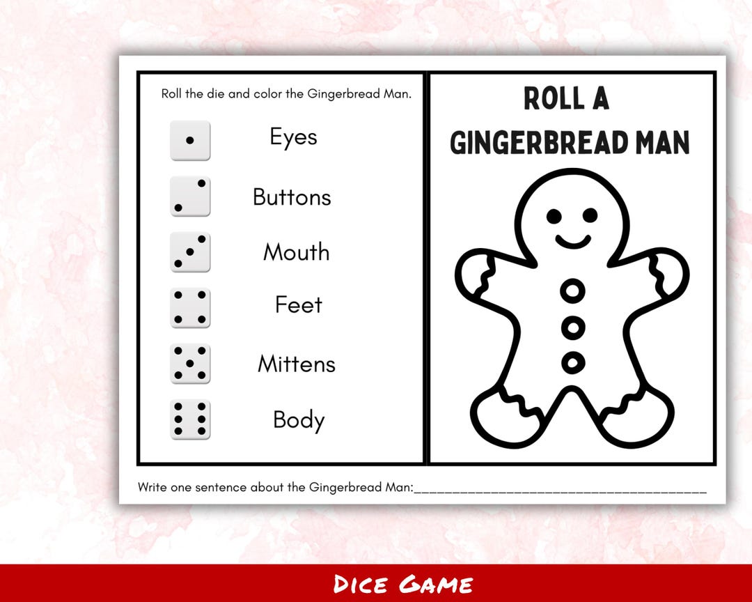 Roll-a-gingerbread Man Dice Game – Printable Christmas Activity ...