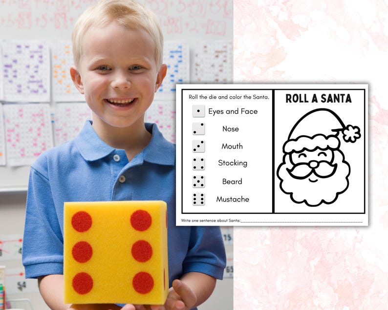 Roll-a-santa Dice Game – Printable Christmas Activity, Christmas Party ...
