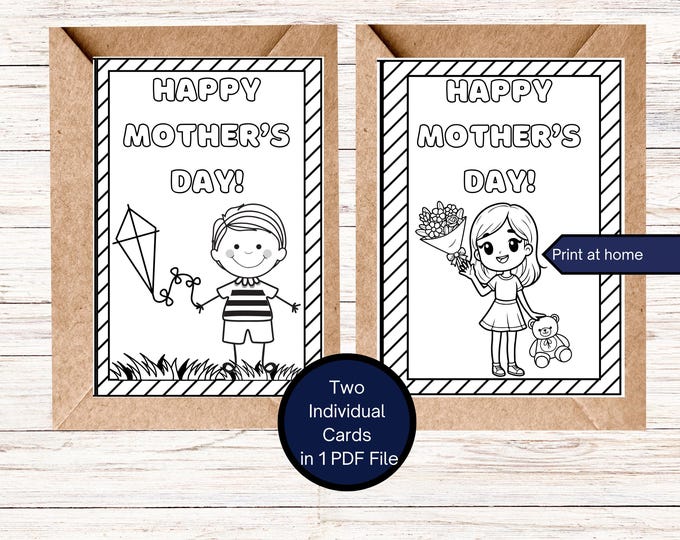 Printable Mother's Day Coloring Card With Poem, Mother's Day Poem, DIY ...