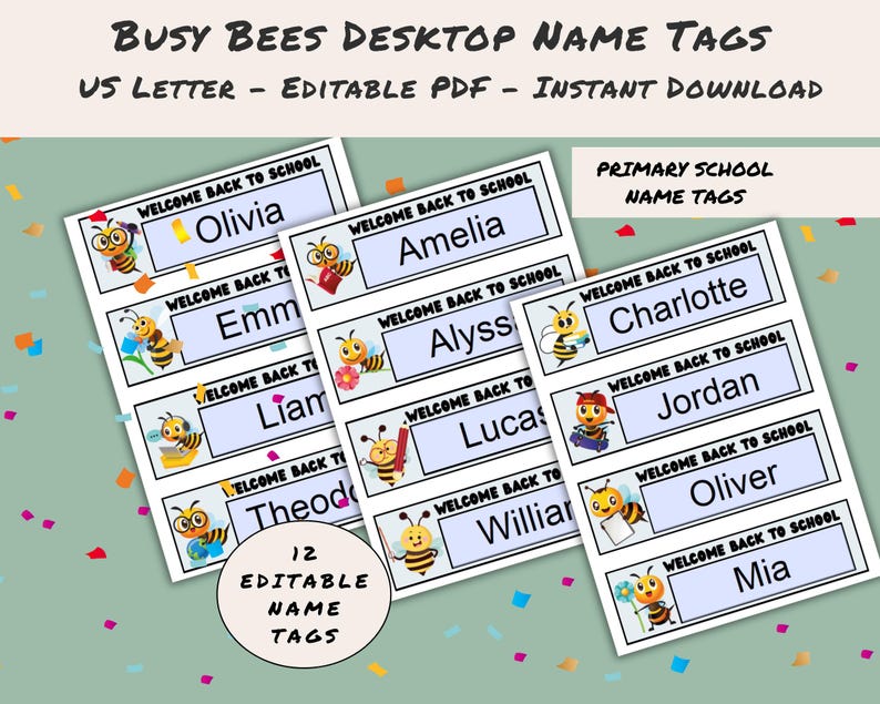 Bees Desktop Name Tag, Busy Bees Nameplate, Desktop Name Plates ...