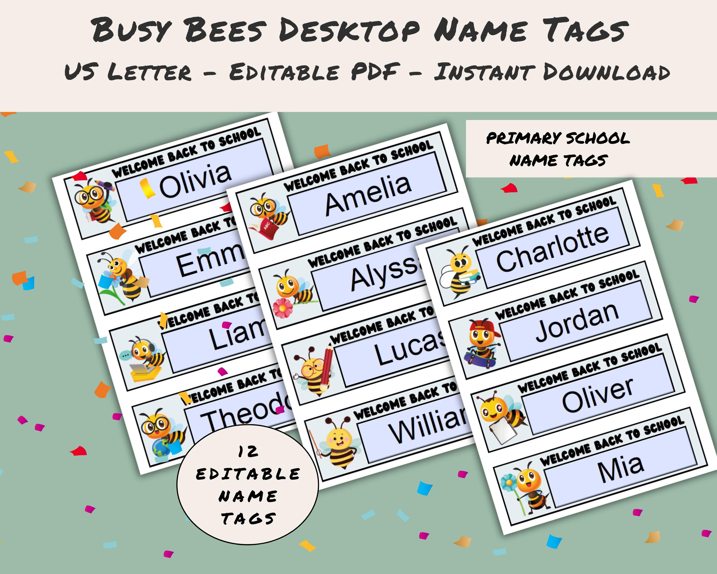 Bees Desktop Name Tag, Busy Bees Nameplate, Desktop Name Plates ...