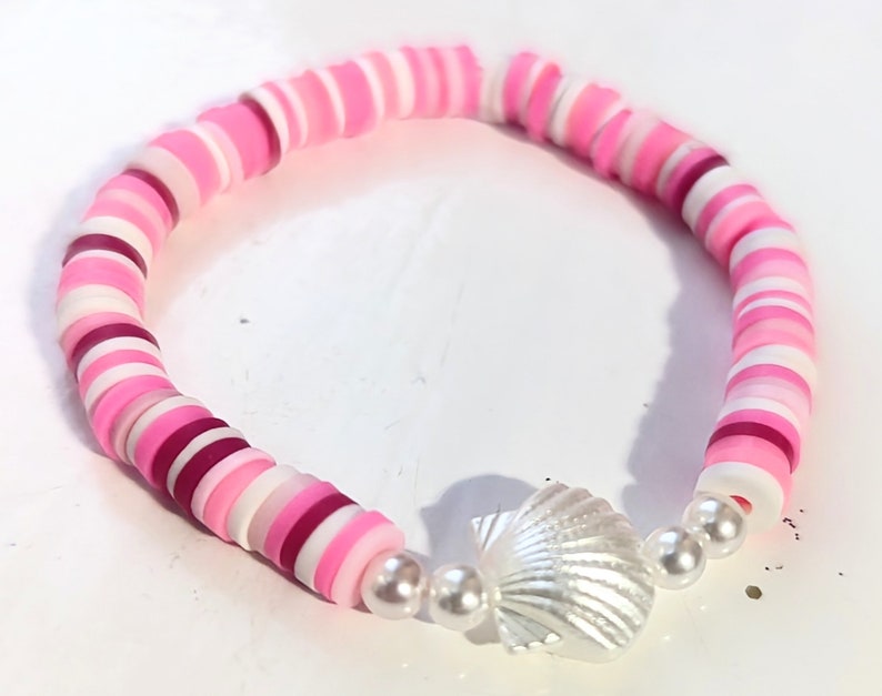 Pearl Shell Clay Bead Bracelet - Etsy UK
