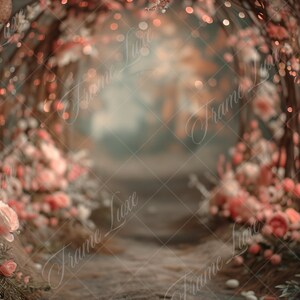 Easter Rose Arch Digital Background, Whimsy Floral Forest, Fine Art ...