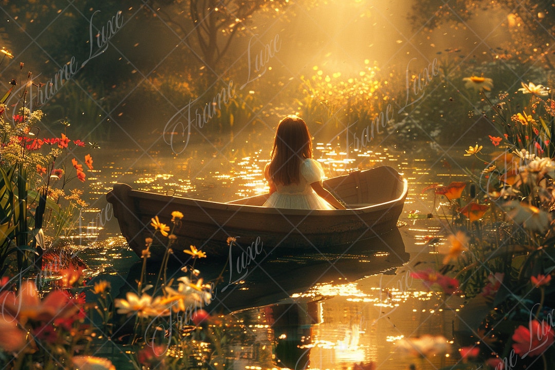 Boat on Water Digital Background, Summer Backdrop, Fine Art Portrait ...