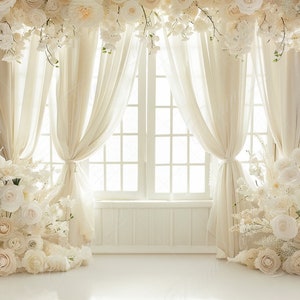 Studio White Floral Room Digital Background, Fine Art Portrait ...