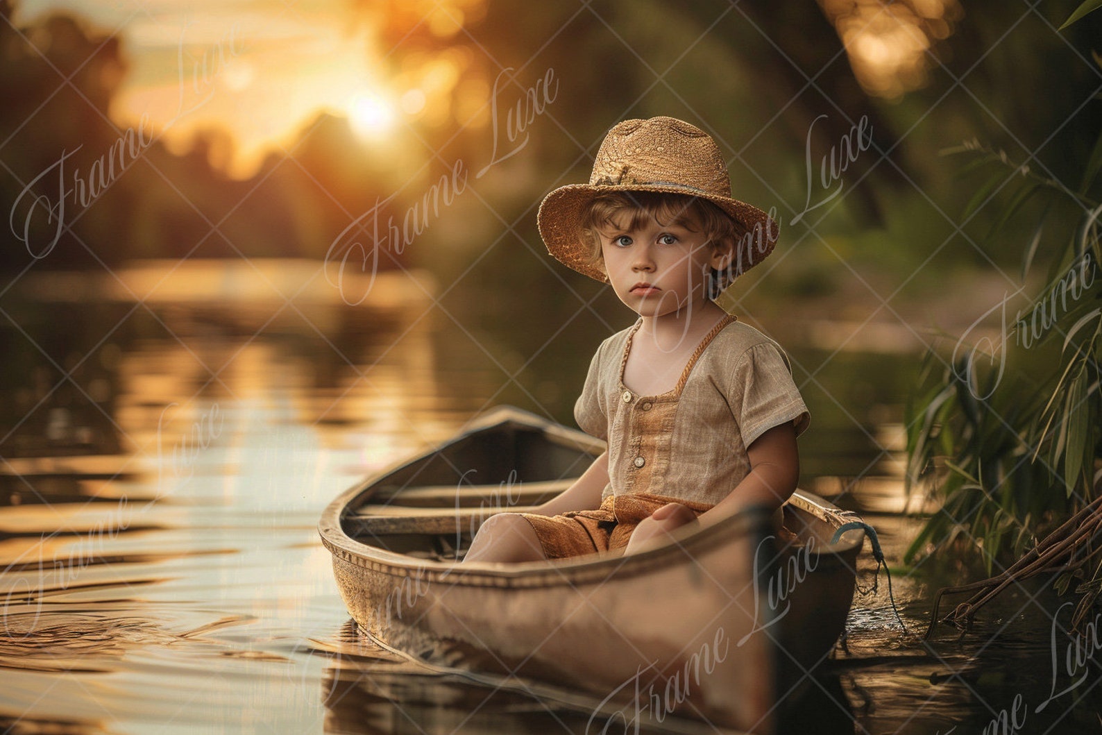 Sunset River Canoe Digital Background, Summer Backdrop, Fine Art ...