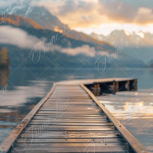Soft Focus Lake Dock Digital Background, Mountain, Fine Art Portrait ...