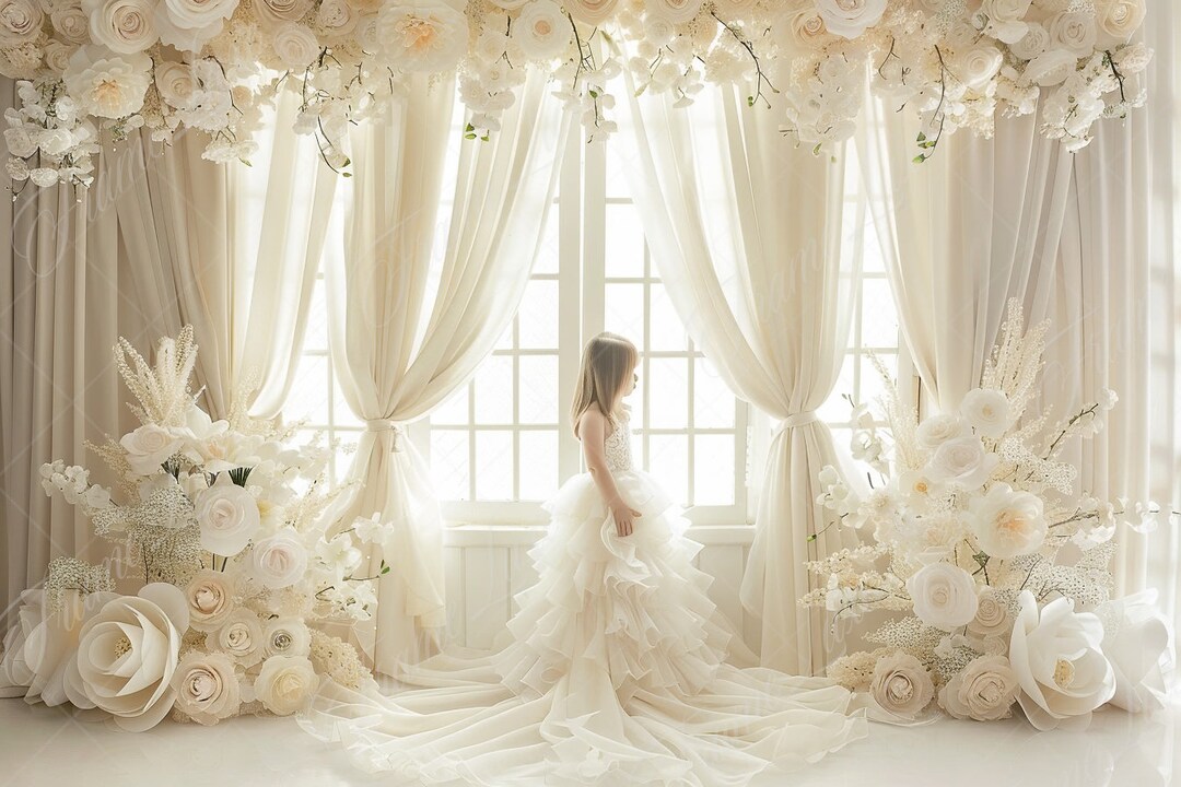 Studio White Floral Room Digital Background, Fine Art Portrait ...