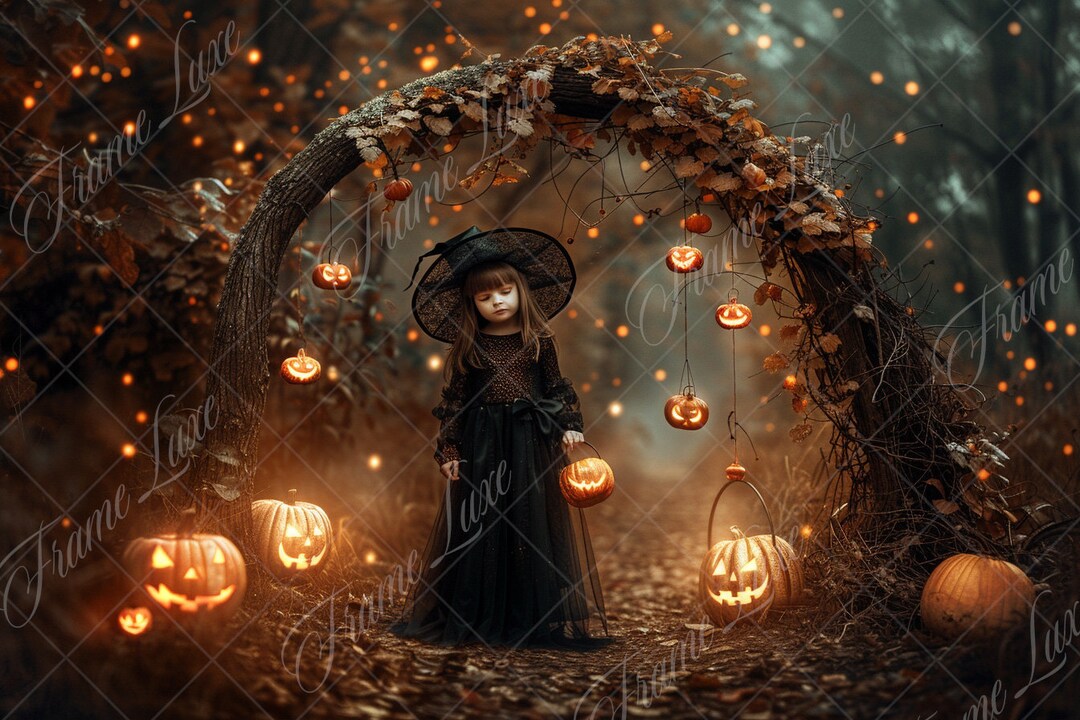 Spooky Halloween Arch Digital Background, Soft Focus, Autumn Portrait ...