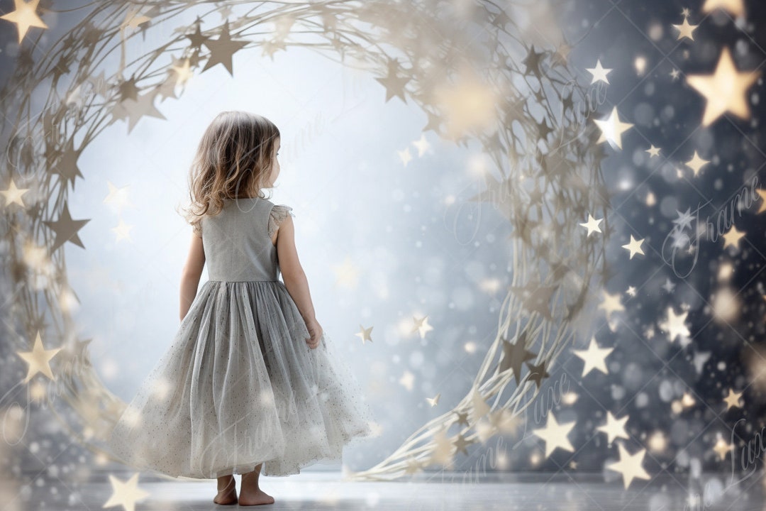 Christmas Star Lights Digital Background, Fine Art Holiday Digital ...