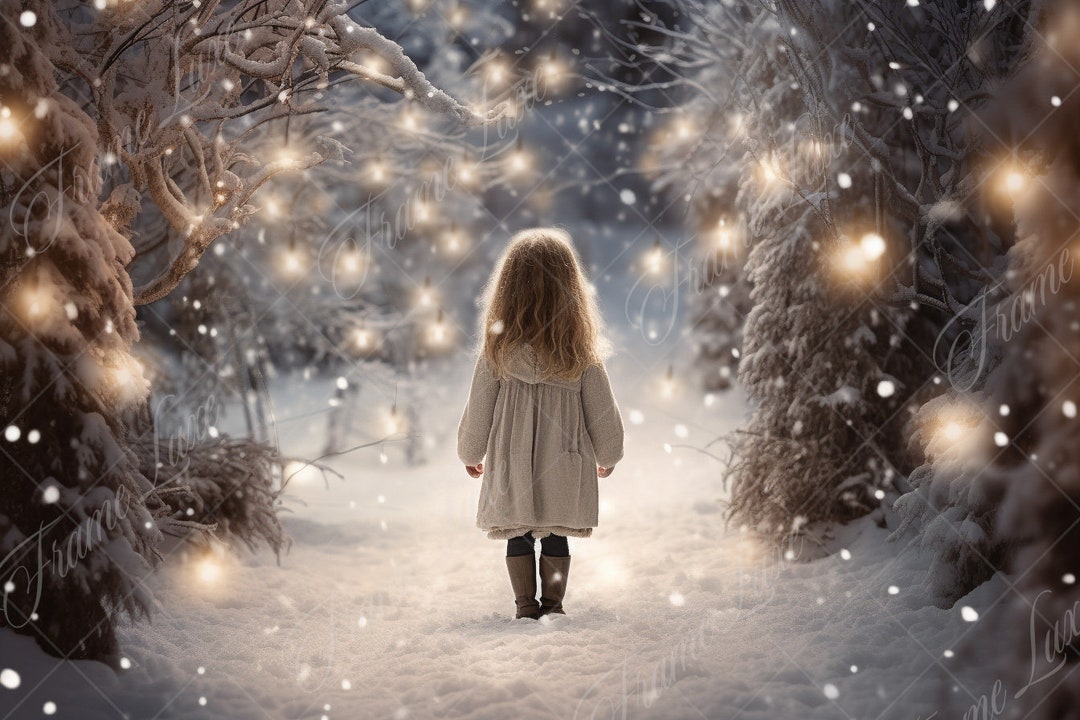 Winter Pathway Digital Background, Enchanted Snow Trail, Fine Art ...
