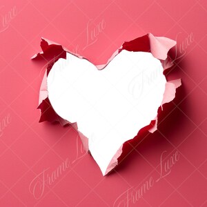Red Ripped Paper Heart Overlay PNG, Valentines Day Digital Backdrop ...