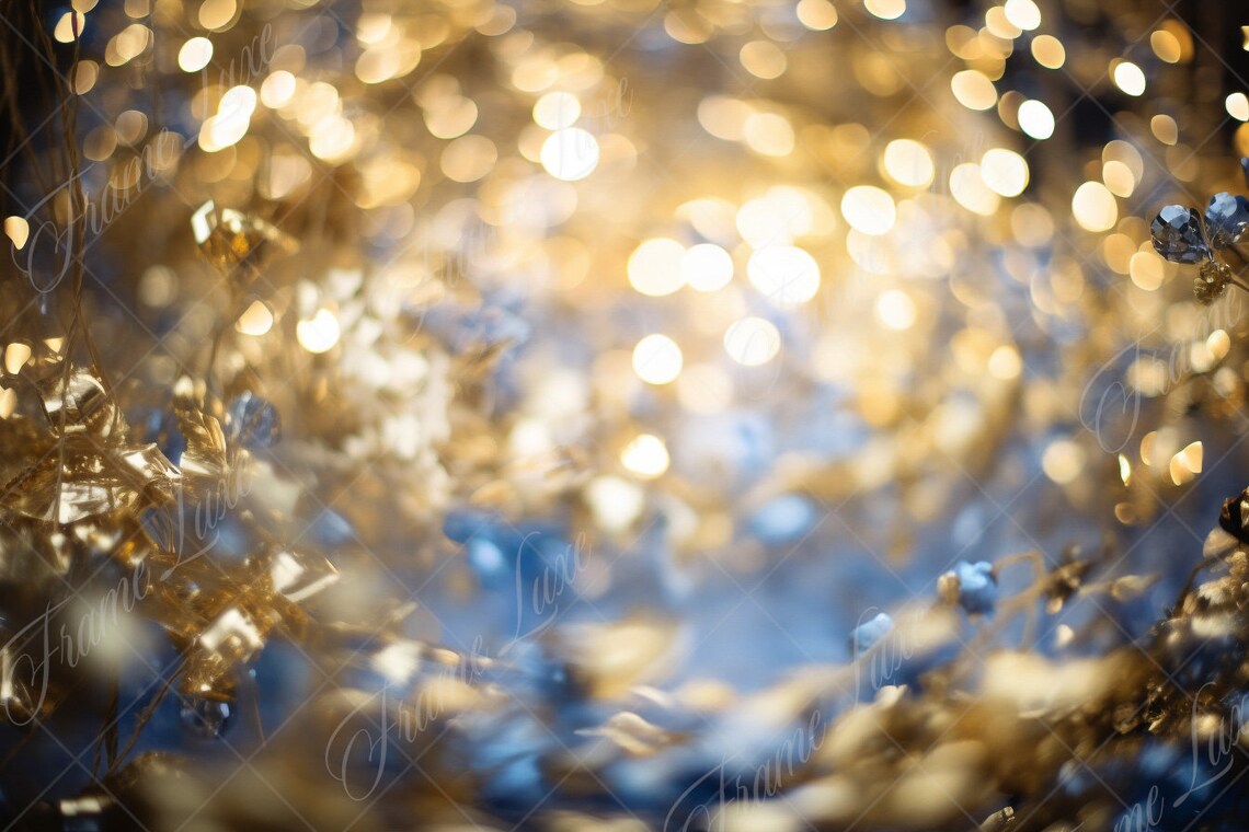 Gold Christmas Bokeh Digital Background, Fine Art Holiday Portrait ...