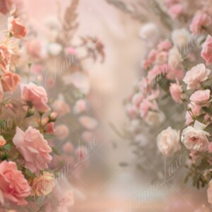 Enchanted Pink Rose Garden Digital Background, Spring Summer Fine Art ...