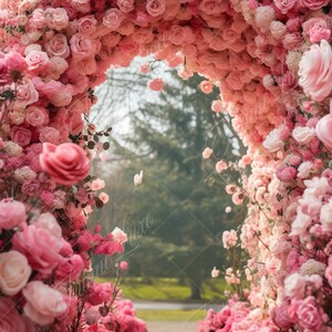 Pink Rose Arch Digital Background, Fine Art Portrait Photography ...