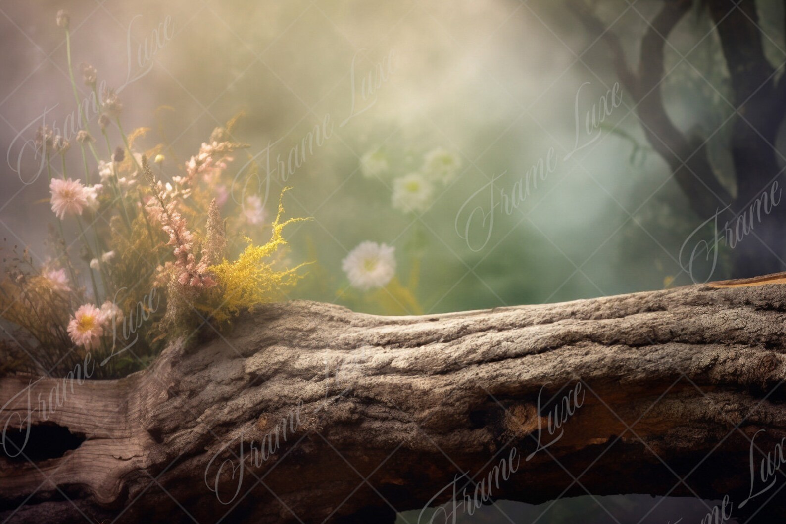 Spring Wood Log Digital Background, Fine Art Portrait Photography ...