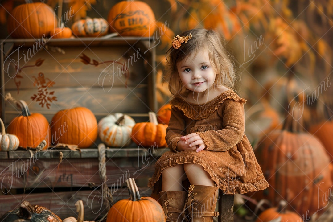 Fall Pumpkin Trunk Digital Background, Autumn Backdrop, Portrait ...