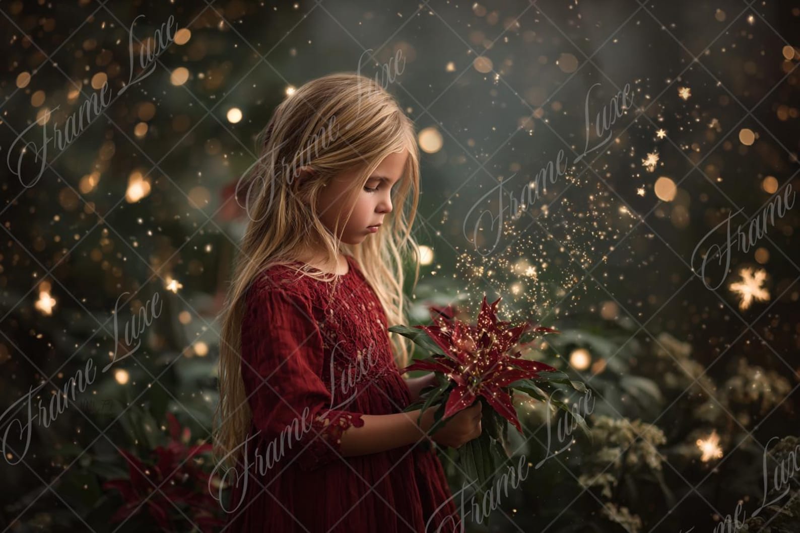 Green Christmas Bokeh Digital Background, Fine Art Holiday Portrait ...